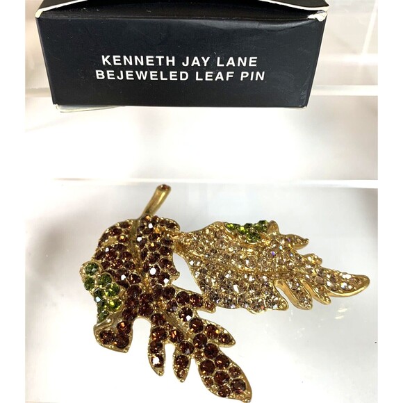 Kenneth Jay Lane | Jewelry | Kenneth J Lane Kjl Bejeweled Leaf Pin ...
